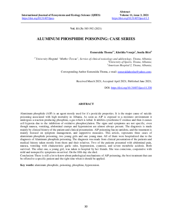 (PDF) Aluminum Phosphide Poisoning: Case Series