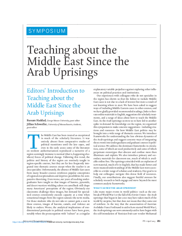(PDF) Editors' Introduction to Teaching about the Middle East Since the ...