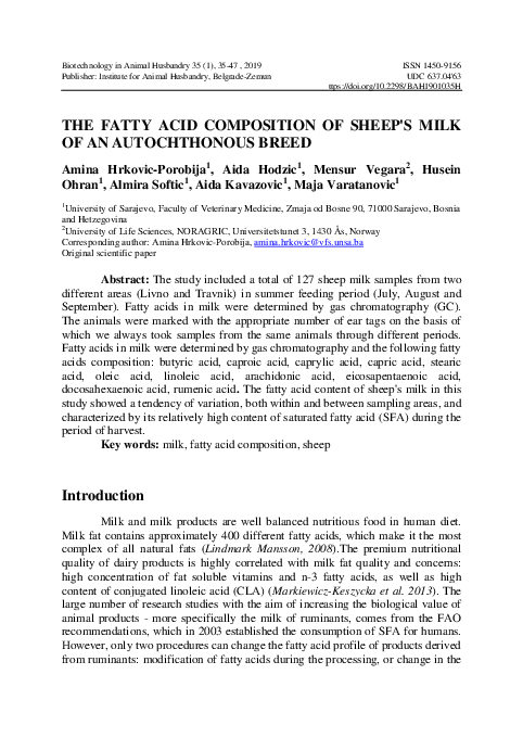 (PDF) The fatty acid composition of sheep's milk of an autochthonous breed