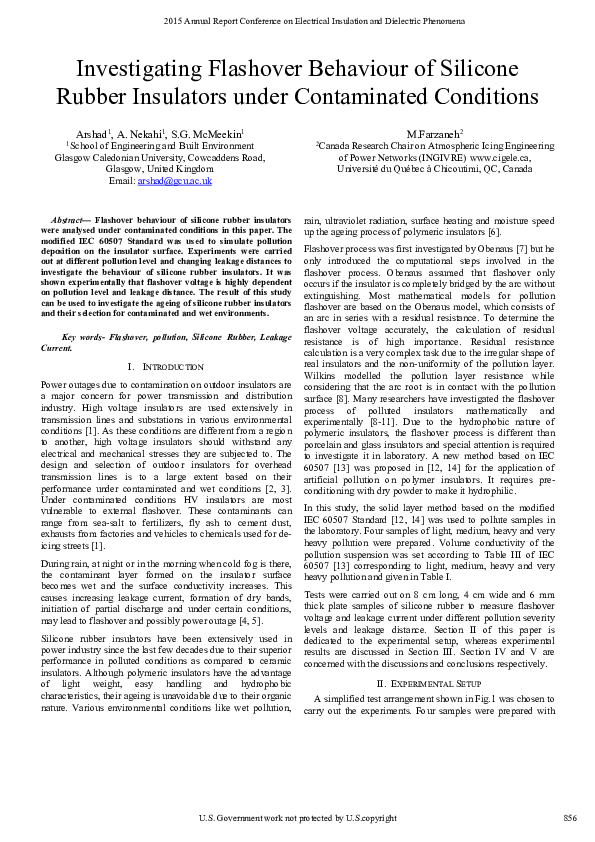 (PDF) Investigating flashover behaviour of silicone rubber insulators ...