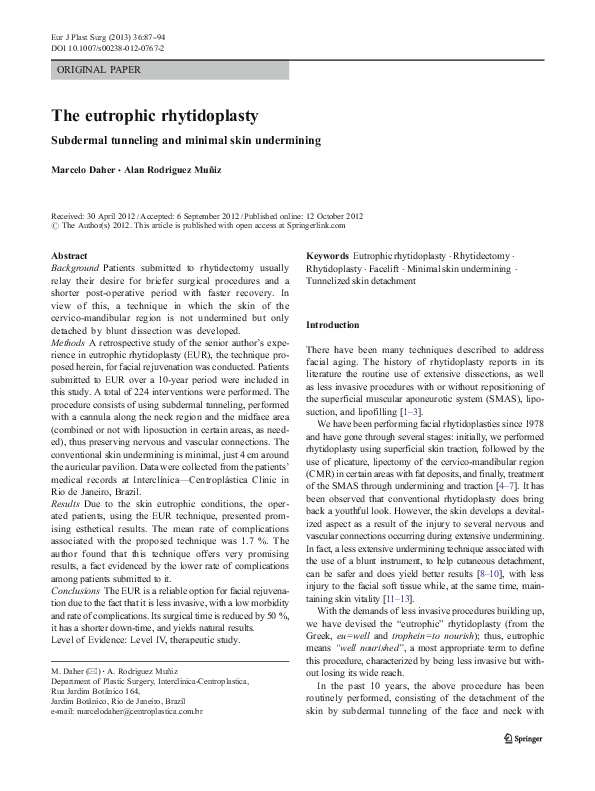 (PDF) Subdermal tunneling and minimal skin undermining