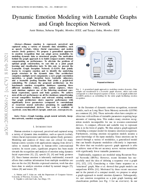 Pdf Dynamic Emotion Modeling With Learnable Graphs And Graph Inception Network Amir Shirian