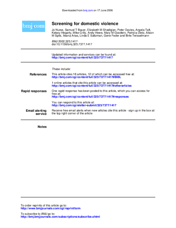 (PDF) Screening for domestic violence