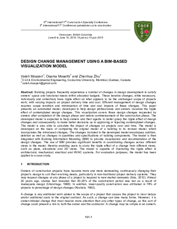 (PDF) Design Change Management Using BIM-based Visualization Model
