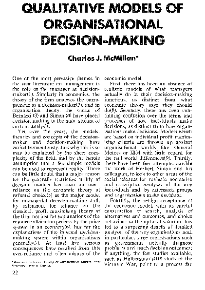 (PDF) Qualitative Models of Organisational Decision-Making