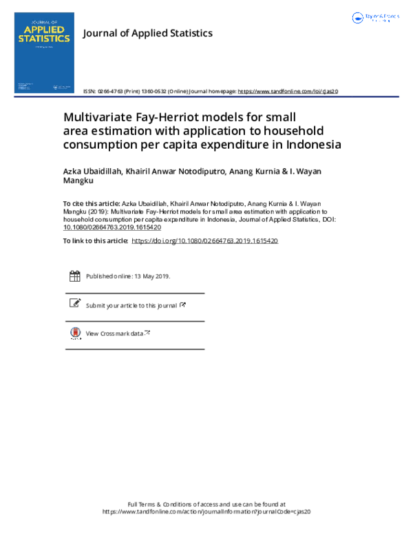 (PDF) Multivariate Fay-Herriot models for small area estimation with application to household ...