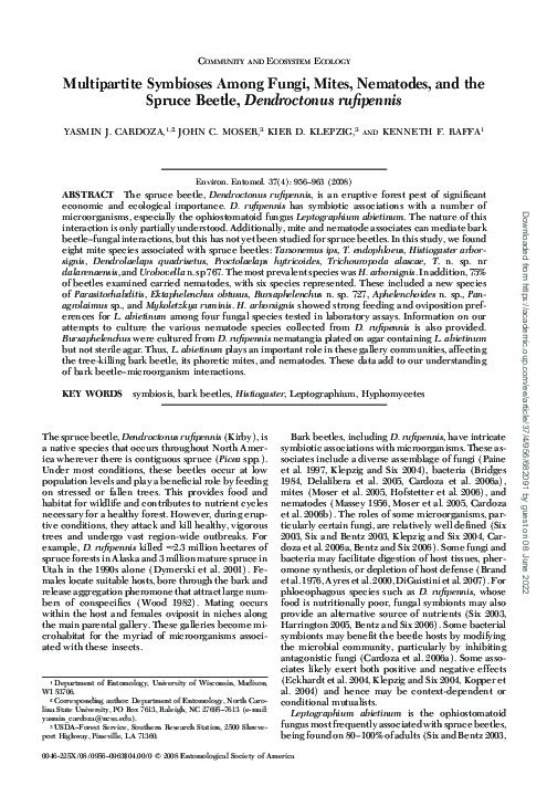 (PDF) Multipartite Symbioses Among Fungi, Mites, Nematodes, and the ...