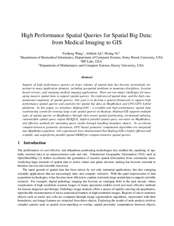 (PDF) High performance spatial queries for spatial big data