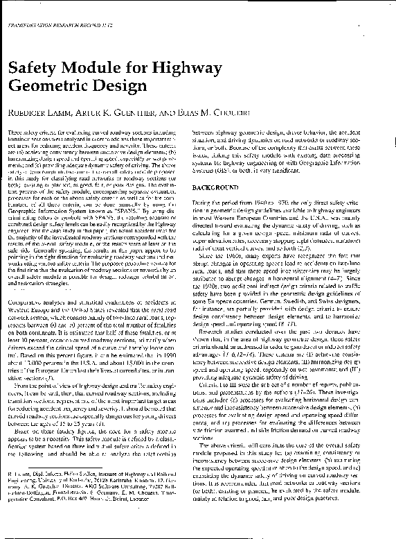 (PDF) Safety module for highway geometric design