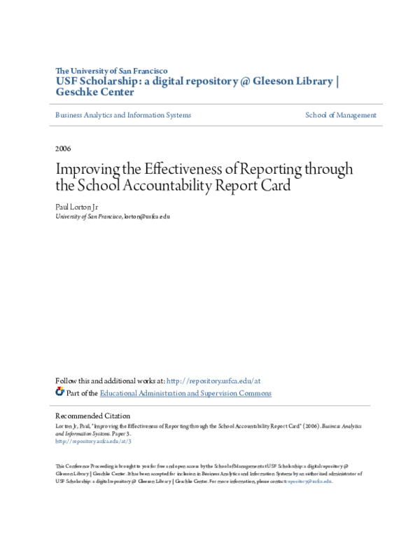 (PDF) Improving the Effectiveness of Reporting through the School ...