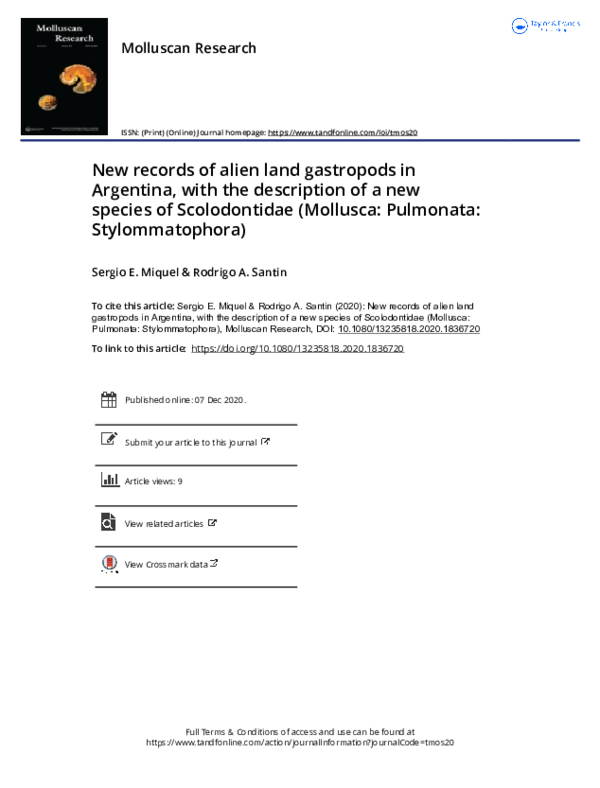 (PDF) New records of alien land gastropods in Argentina, with the ...