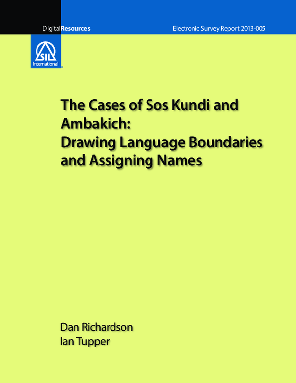 (PDF) The Cases of Sos Kundi and Ambakich: Drawing Language Boundaries ...