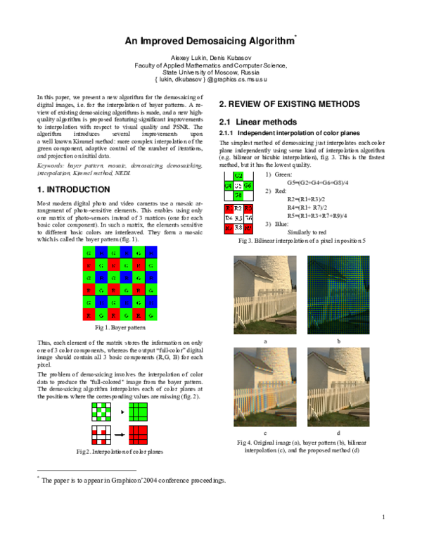 (PDF) An Improved Demosaicing Algorithm