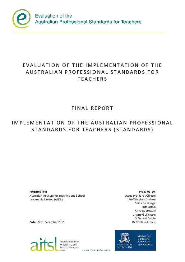 (PDF) Evaluation of the Implementation of the Australian Professional ...