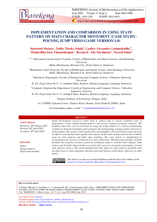 (PDF) Implementation and Comparison in Using State Pattern on Main ...