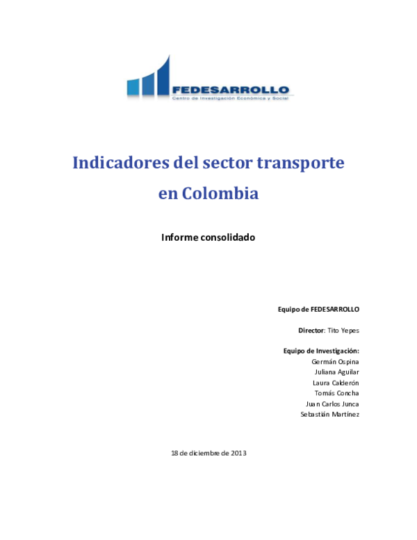 (PDF) Indicadores del sector transporte en Colombia. Informe ...