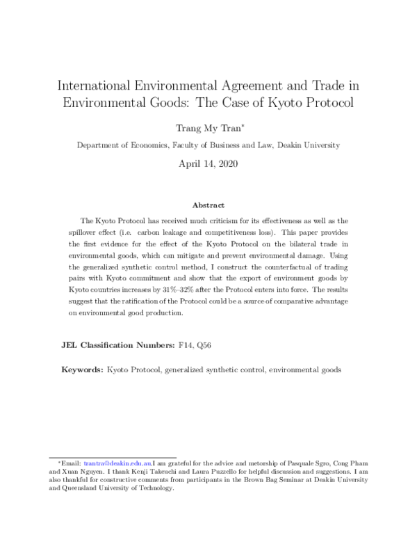 (PDF) International Environmental Agreement and Trade in Environmental ...