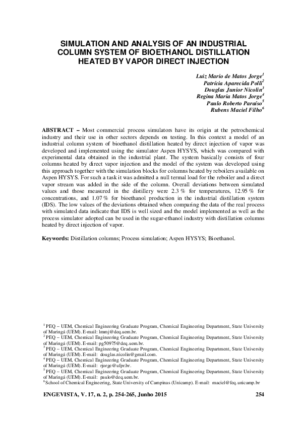 (PDF) Simulation and Analysis of an Industrial Column System of ...