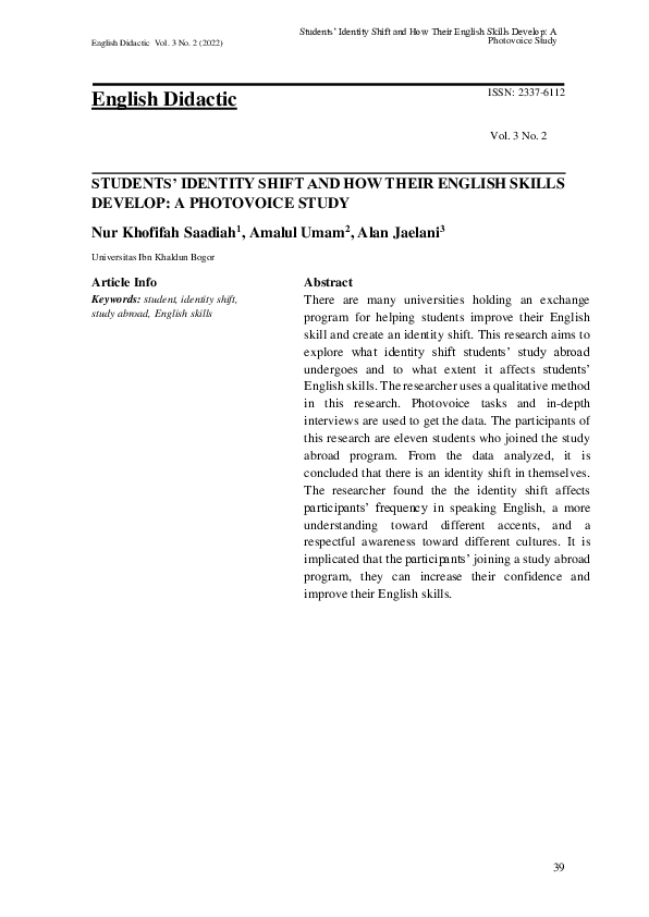 (PDF) The Effects of Identity Shift for English Skill Students’ Study ...