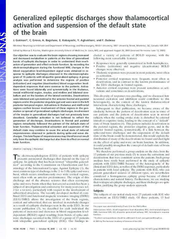 (PDF) Generalized epileptic discharges show thalamocortical activation ...