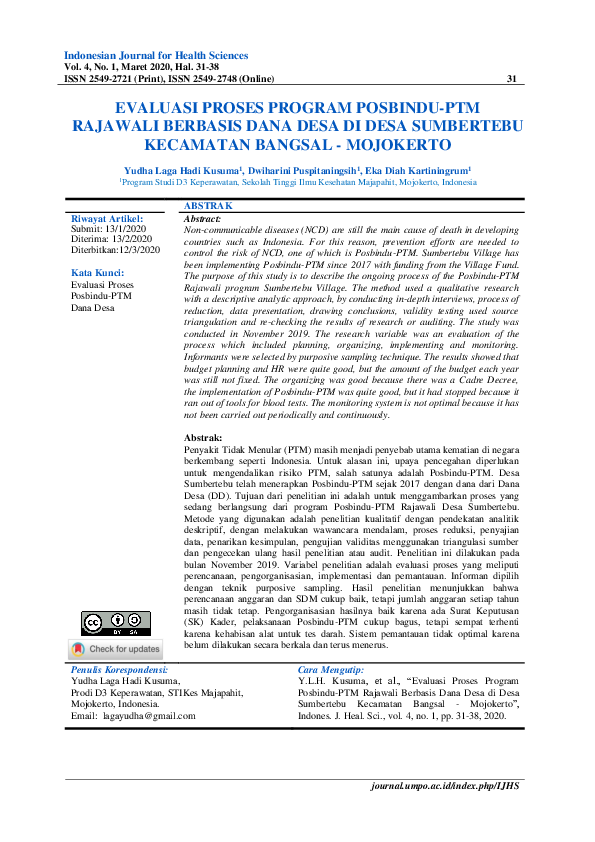(PDF) Evaluasi Proses Program Pobindu-PTM Rajawali Berbasis Dana Desa DI Desa Sumbertebu ...