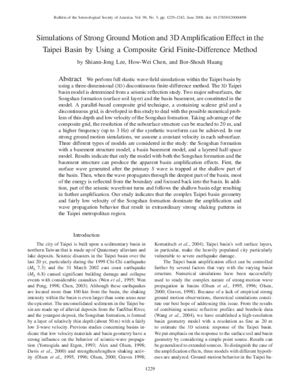 (PDF) Simulations of Strong Ground Motion and 3D Amplification Effect ...