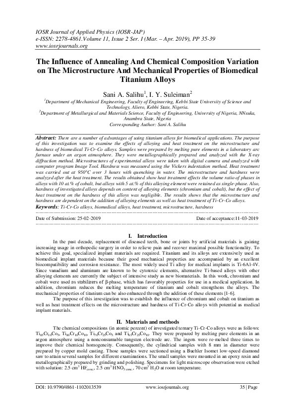 (PDF) The Influence of Annealing And Chemical Composition Variation on The Microstructure And ...