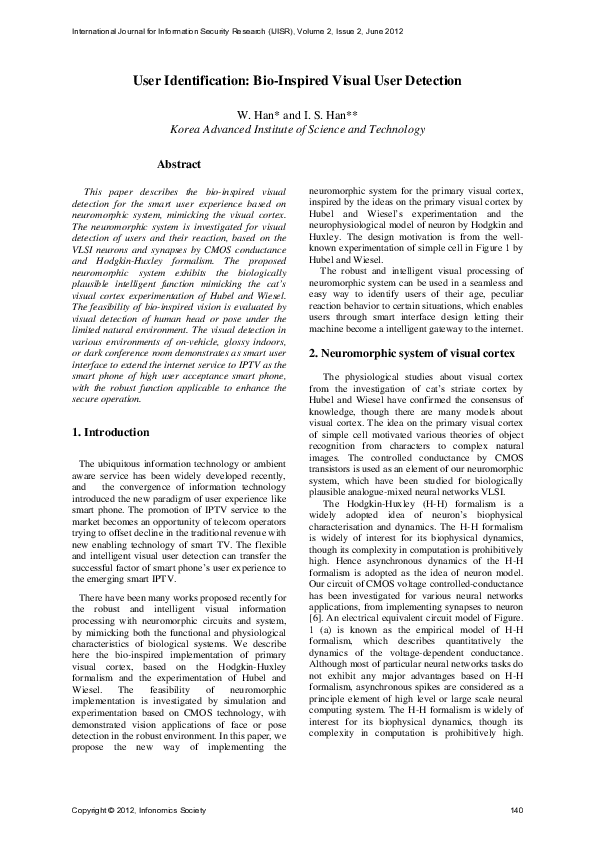 (PDF) User Identification: Bio-Inspired Visual User Detection