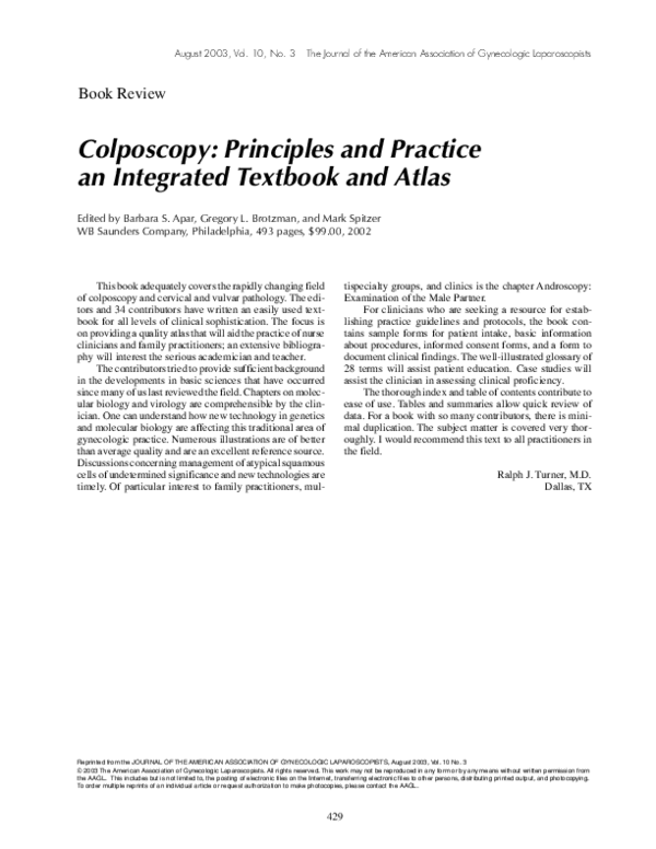 (PDF) Colposcopy: Principles and Practice an Integrated Textbook and Atlas