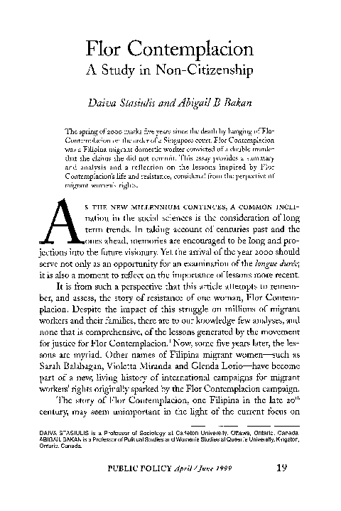 (PDF) Flor Contemplacion A Study in Non Citizenship vol.3 no.2 April June