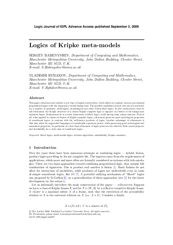 (PDF) Logics of Kripke meta-models | Sergey Babenyshev - Academia.edu