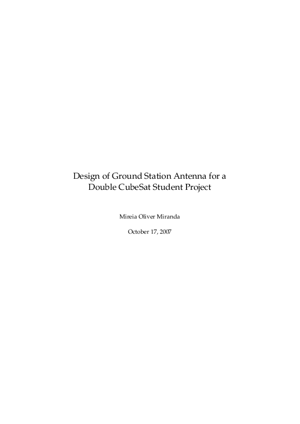 (PDF) Design of ground station antenna for a double CubeSat student project