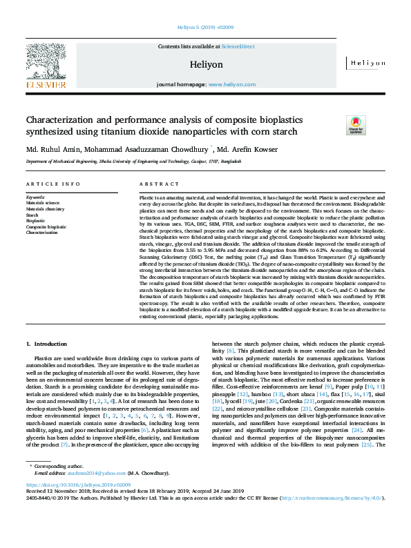(PDF) Characterization and performance analysis of composite bioplastics synthesized using ...