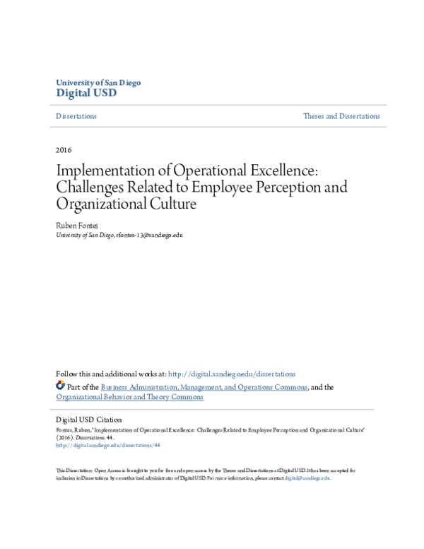 (PDF) Digital USD Implementation of Operational Excellence: Challenges ...