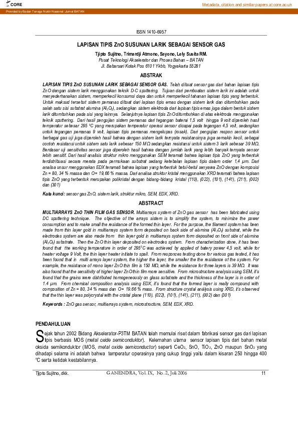 (PDF) LAPISAN TIPIS ZnO SUSUNAN LARIK SEBAGAI SENSOR GAS
