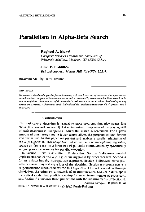 (PDF) Parallelism in alpha-beta search