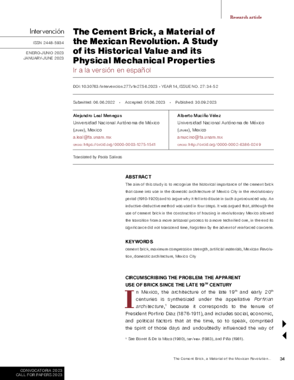 (PDF) The Cement Brick, a Material of the Mexican Revolution. A Study of its Historical Value ...