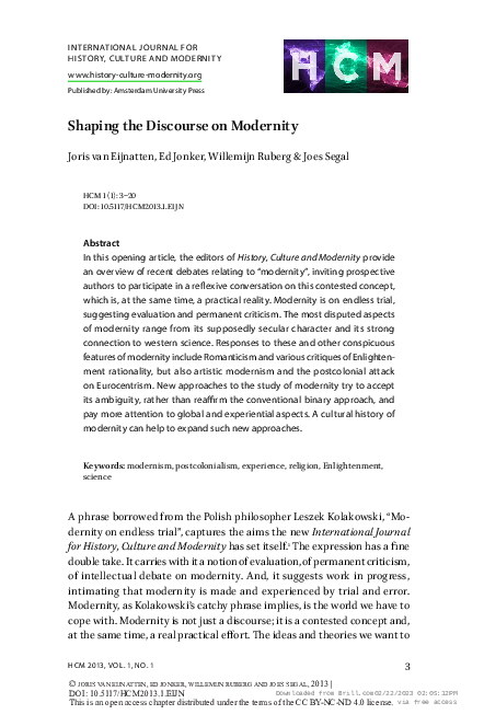 (PDF) Shaping the Discourse on Modernity
