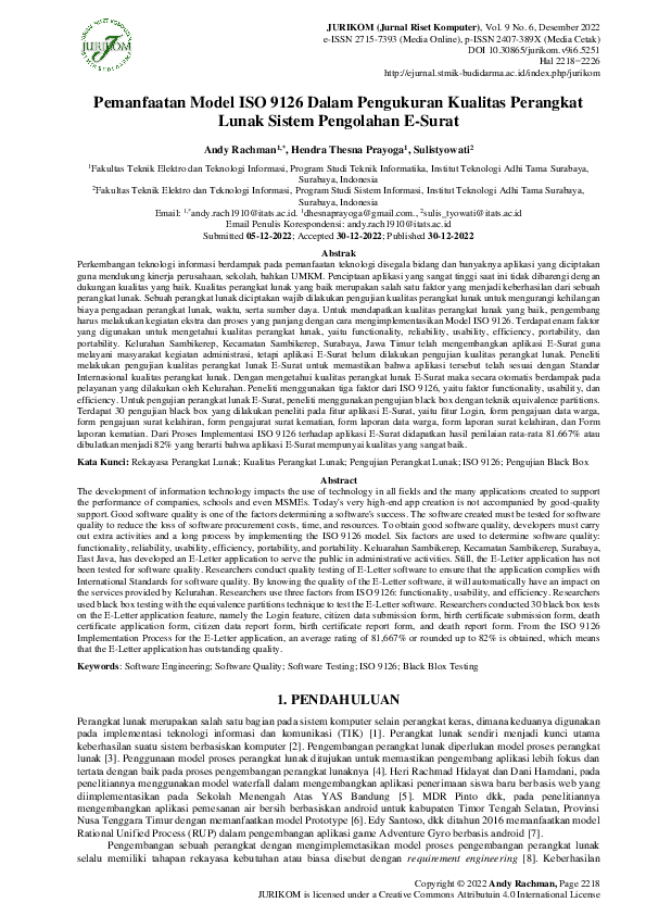 (PDF) Pemanfaatan Model ISO 9126 Dalam Pengukuran Kualitas Perangkat ...