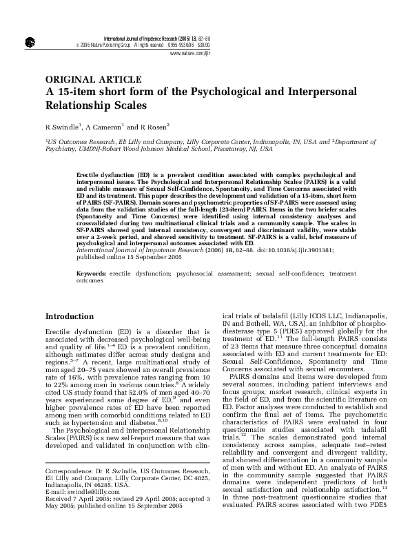 (PDF) A 15-item short form of the Psychological and Interpersonal ...