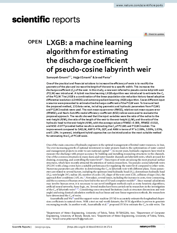 (PDF) LXGB: a machine learning algorithm for estimating the discharge ...