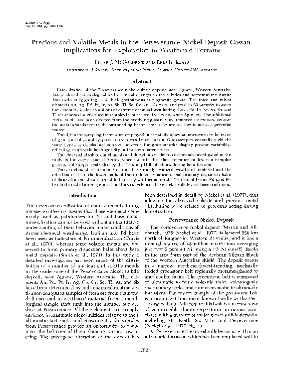 (PDF) Precious and volatile metals in the Perseverance nickel deposit ...