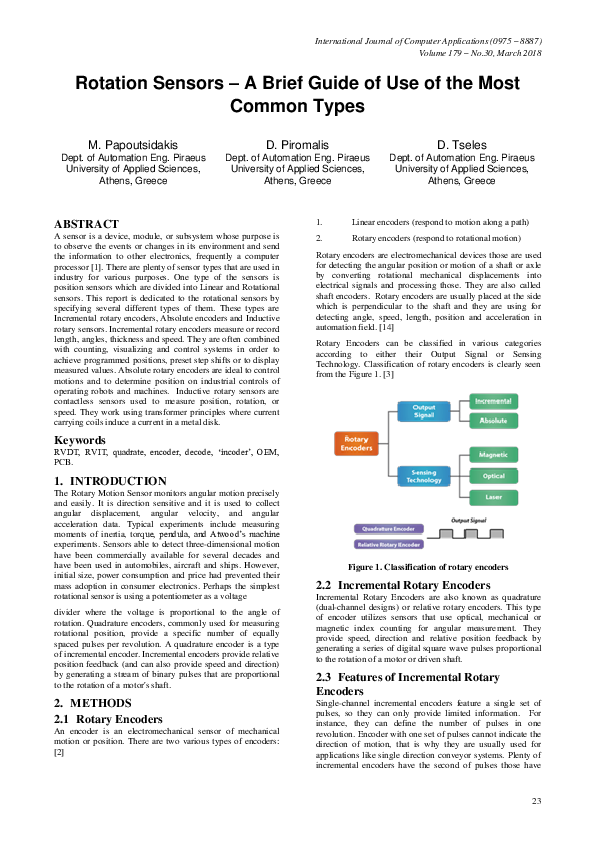 (PDF) Rotation Sensors – A Brief Guide of Use of the Most Common Types