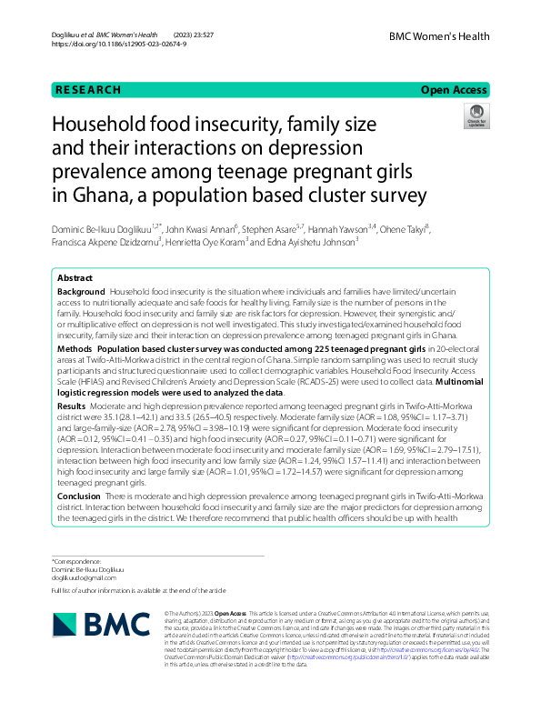(PDF) Household food insecurity, family size and their interactions on ...