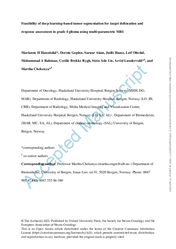 (PDF) Feasibility of deep learning-based tumor segmentation for target ...