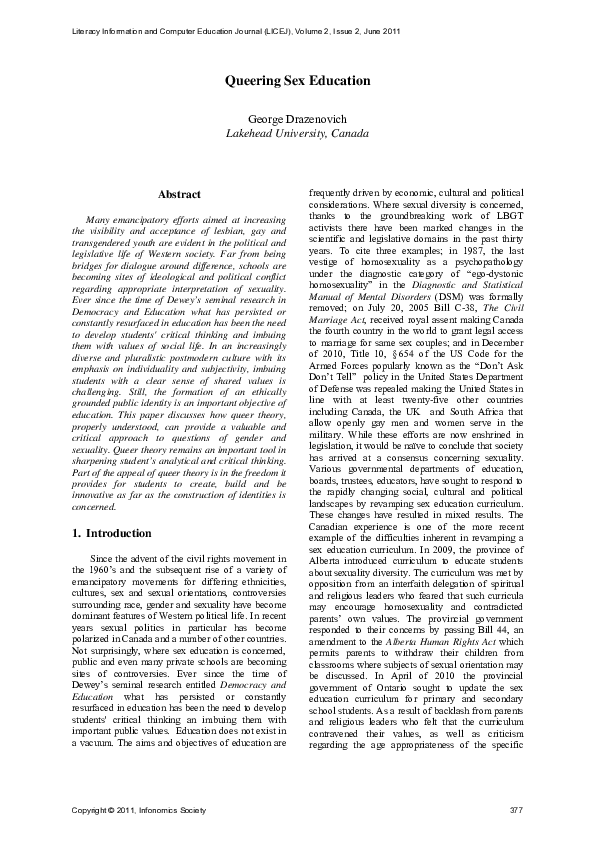 (PDF) Queering Sex Education | George Drazenovich - Academia.edu