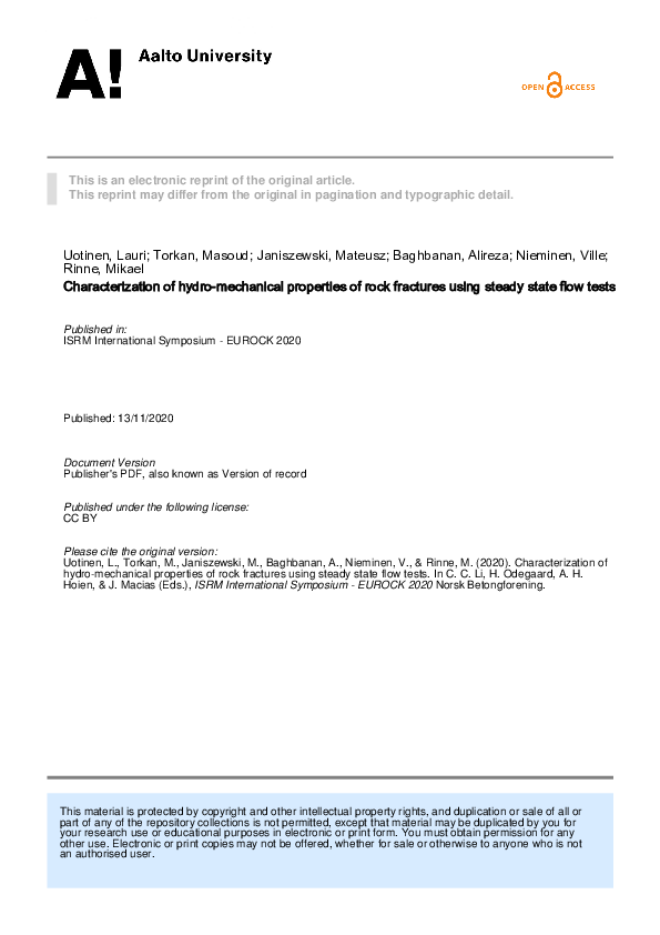 (PDF) Characterization of Hydro-Mechanical properties of rock fractures ...