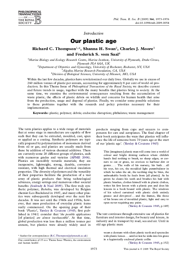 (PDF) Our plastic age