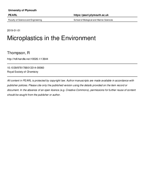 (PDF) Microplastics in the Environment
