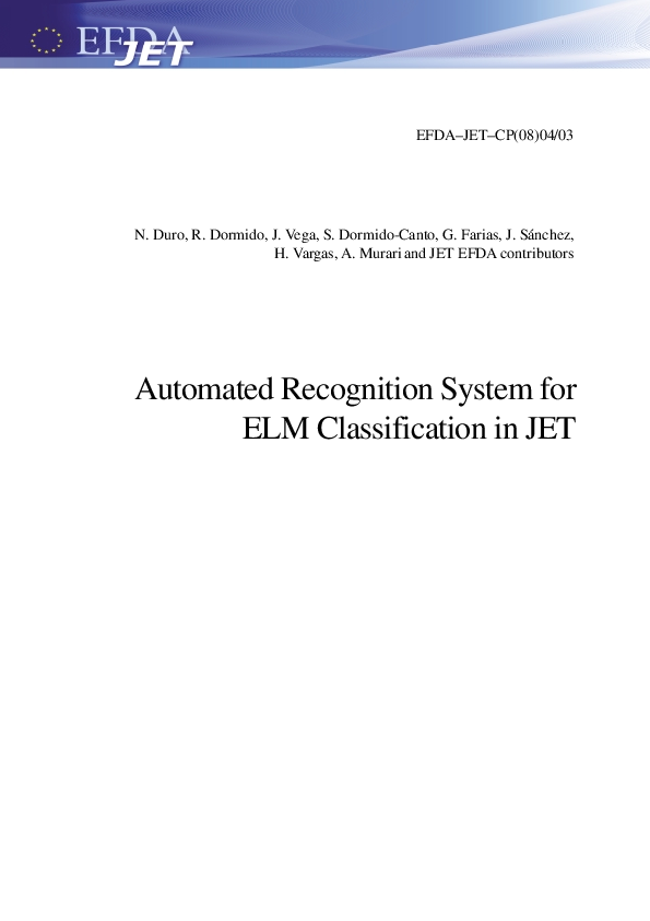 (PDF) Automated recognition system for ELM classification in JET